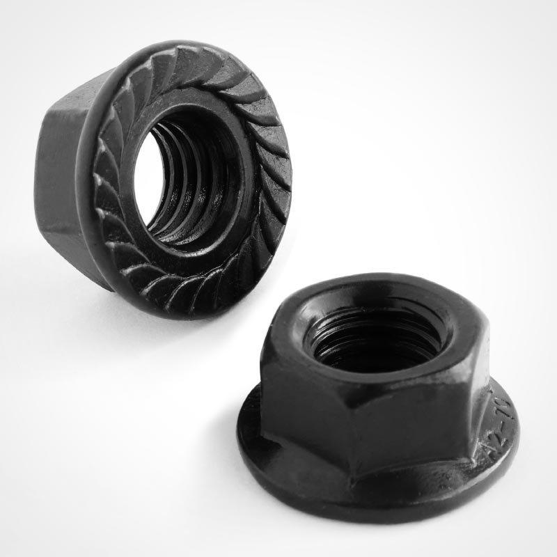 Black Stainless Steel Serrated Flange Nuts A2-70 | carbolts.co.uk