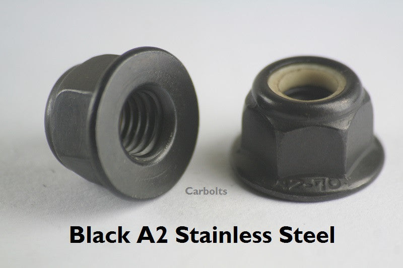 Black Stainless Steel Non Serrated Flange Nyloc Nuts A2 | carbolts.co.uk